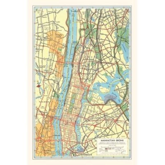 Found Image Press | Other | Vintage Journal Map Of Manhattan And Bronx ...